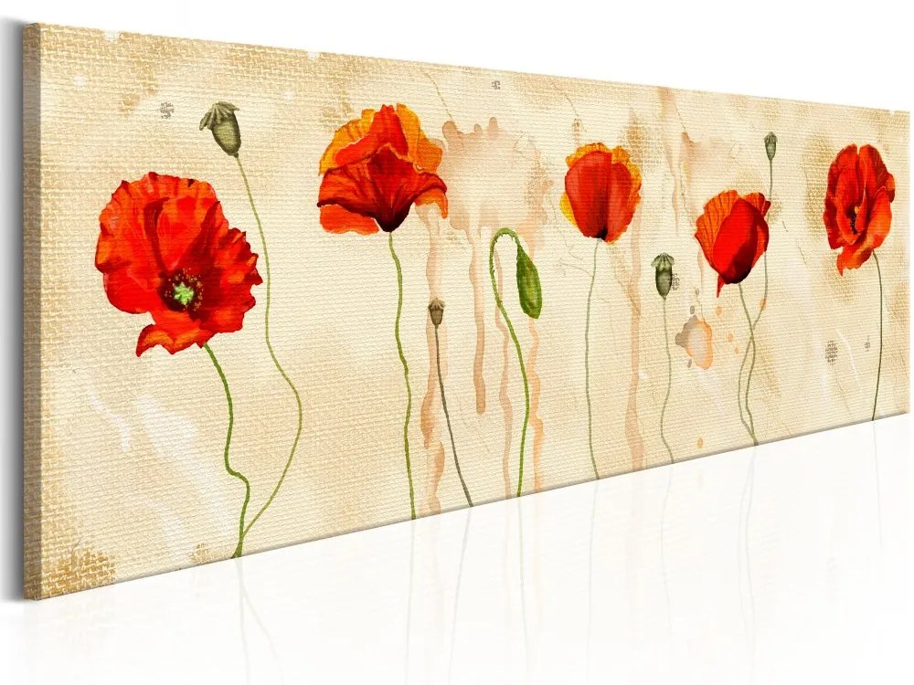 Obraz na plátně Bimago - Tears of Poppies 135x45 cm