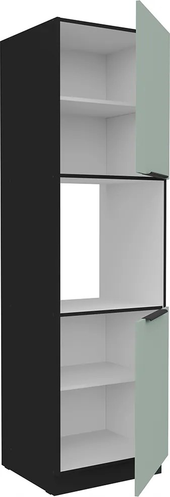 ARIA sc | vysoká skříňka 60 DP-210 2F na vestavnou troubu | 60 cm | ANTI FINGERPRINT povrch | černá/aquamarine