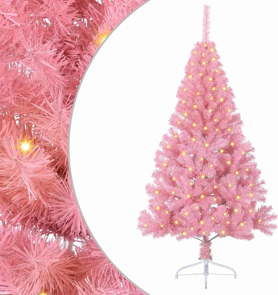 Umělý osvětlený vánoční stromeček Růžová 150 cm PVC 3397059