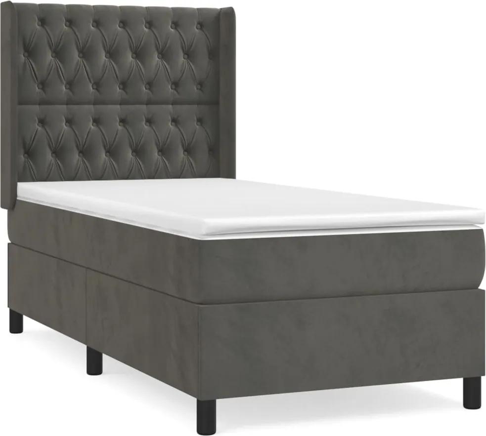 vidaXL Box spring postel s matrací 90x200 cm samet [3132838] Barva: Černá