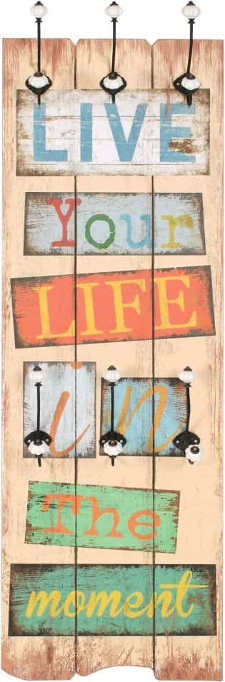 Nástěnný věšák na kabáty LIVE LIFE s 6 háčky 120 x 40 cm 245849