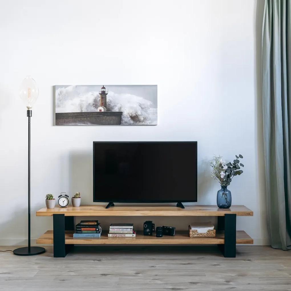 TV stolek Babylón s masivními dubovými deskami 1500 x 400 mm