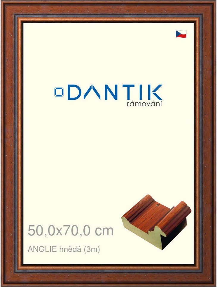 DANTIK rámeček 50x70 | ANGLIE hnědá (Plexi Čiré)