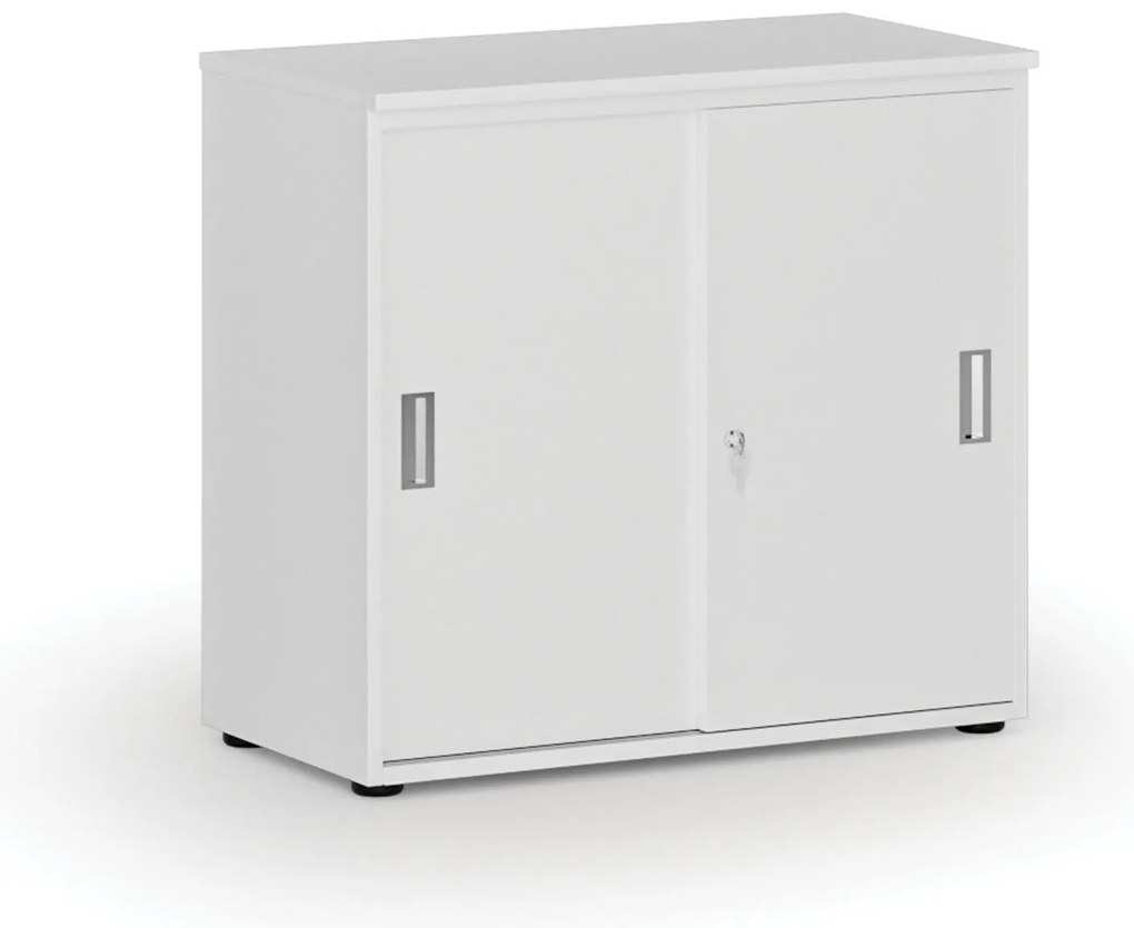 Kancelářská skříň se zasouvacími dveřmi PRIMO WHITE, 800 x 420 x 740 mm, bílá