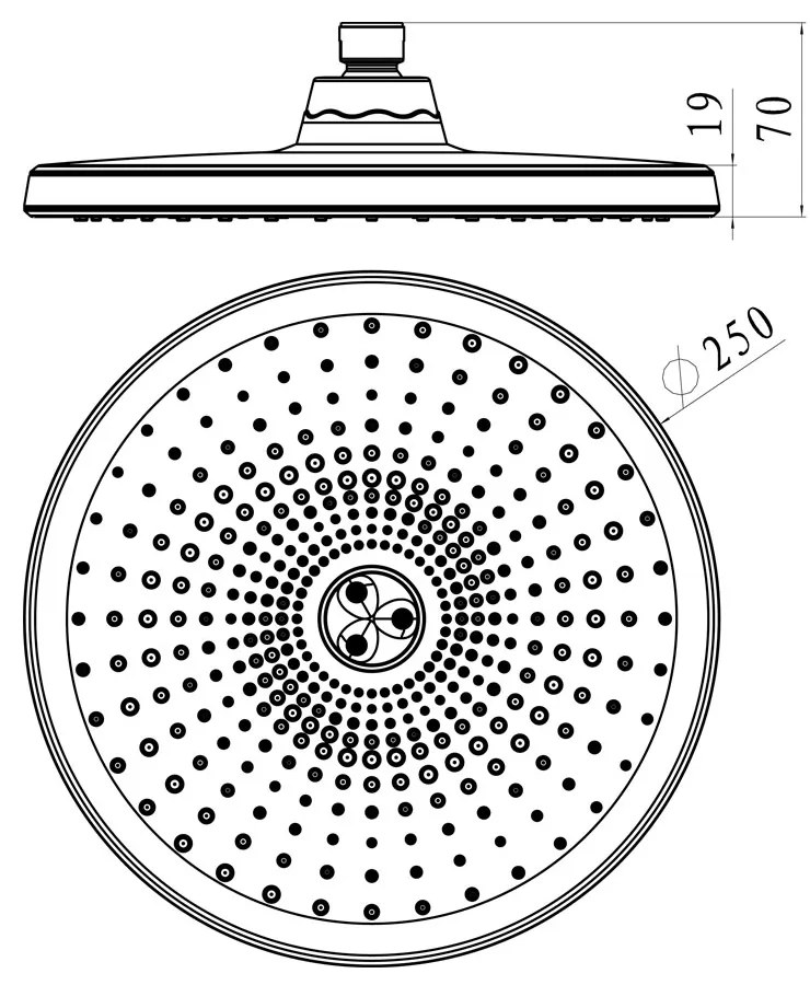 Mereo Mereo, Talířová sprcha horní o 250 mm s kloubem, plast, CB585A