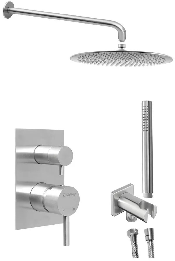 Sapho, MINIMAL podomítkový sprchový set s pákovou baterií, 2 výstupy, nerez, MI042-01