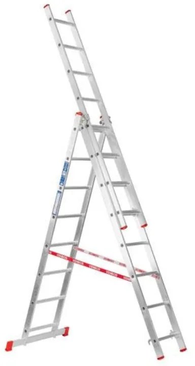 Hliníkový trojdílný výsuvný žebřík VENBOS HOBBY, 3x8 příček, 4,52 m
