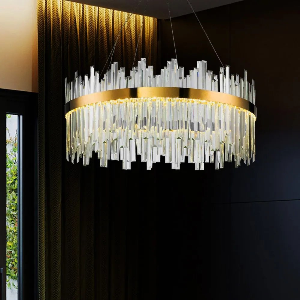 Toolight Toolight, LED křišťálové stropní svítidlo 60cm, APP1515-CP60, zlatá matná, OSW-03263