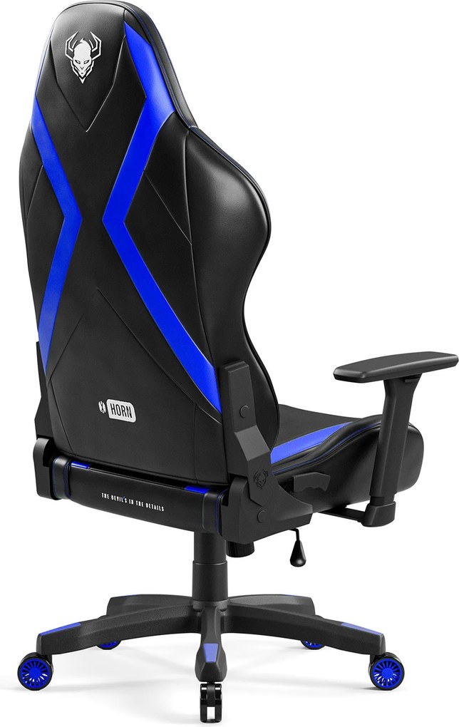 Herní židle z ekokůže Normal Size, černý-modrý: Diablo X-Horn 2.0