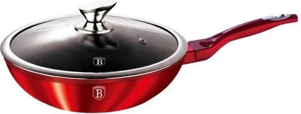 Berlingerhaus berlingerhaus pánev wok s poklicí s mramorovým povrchem 28 cm burgundy metallic line bh-1265
