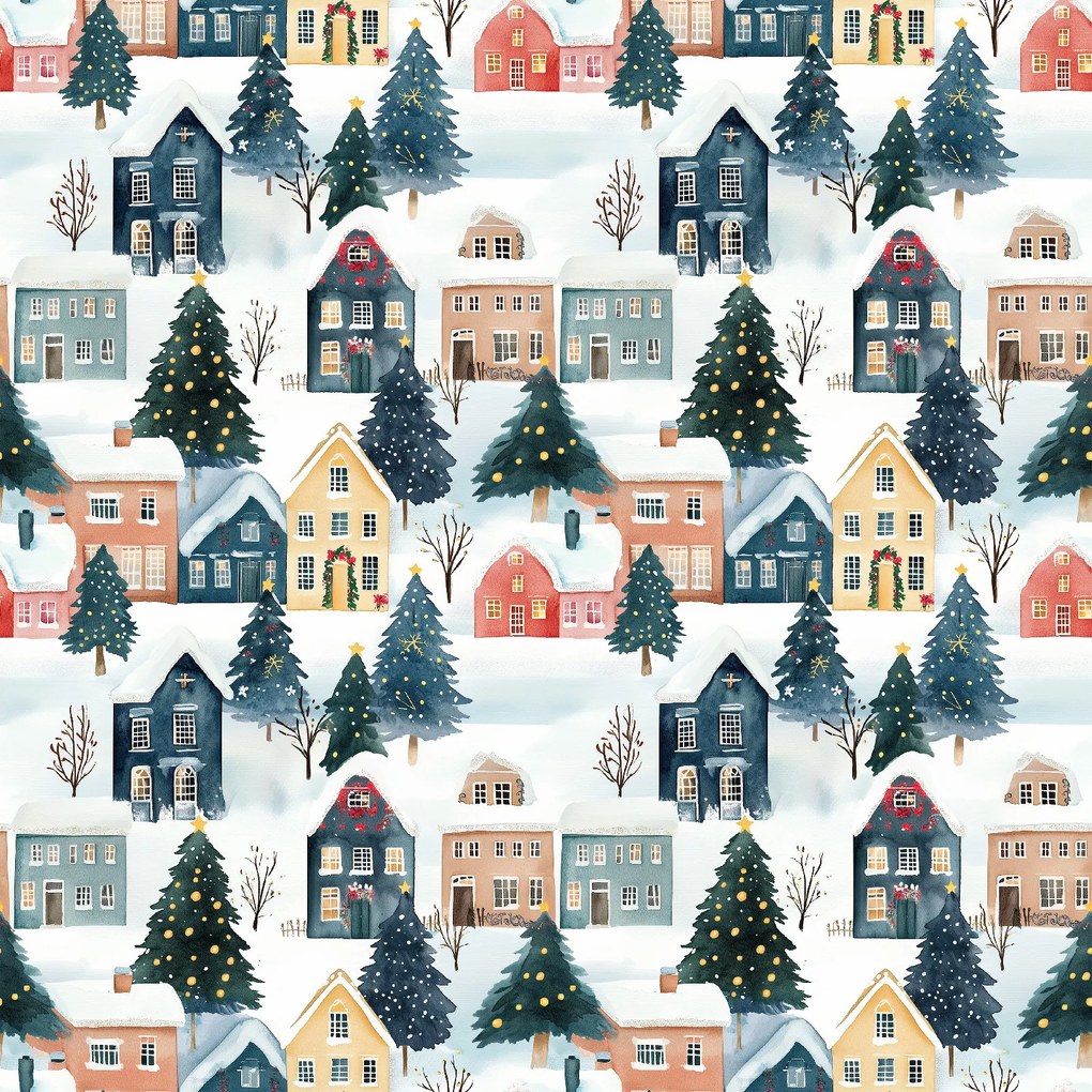 Bavlněné povlečení WINTER VILLAGE barevné Rozměr povlečení: 2 ks 70 x 90 cm | 200 x 220 cm