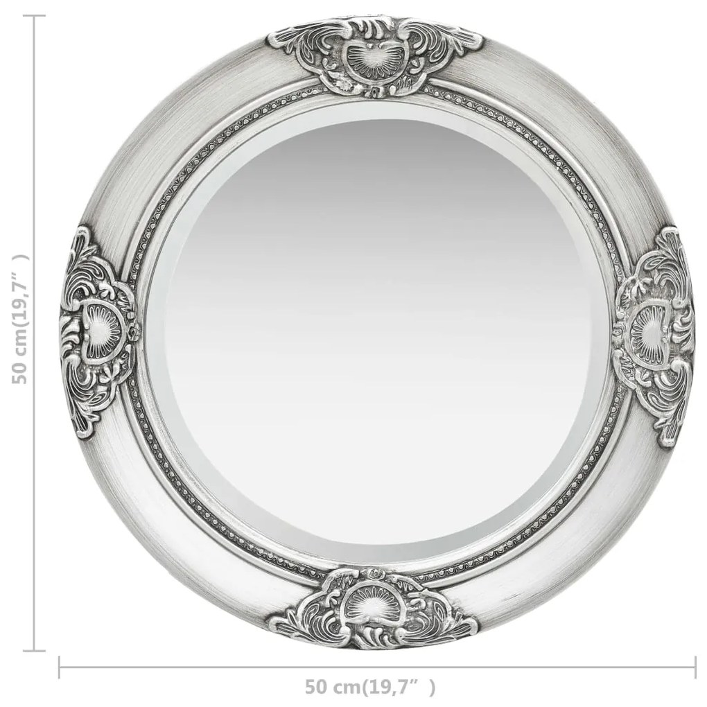 Nástěnné zrcadlo barokní styl 50 cm stříbrné - Default Title