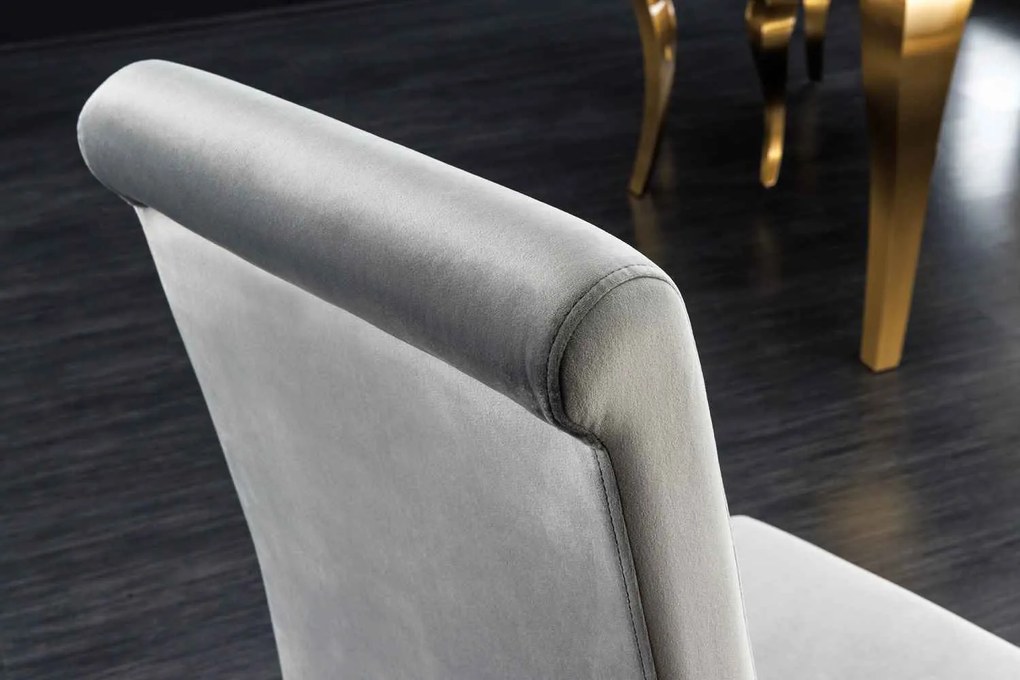 Designová židle Rococo šedá / zlatá