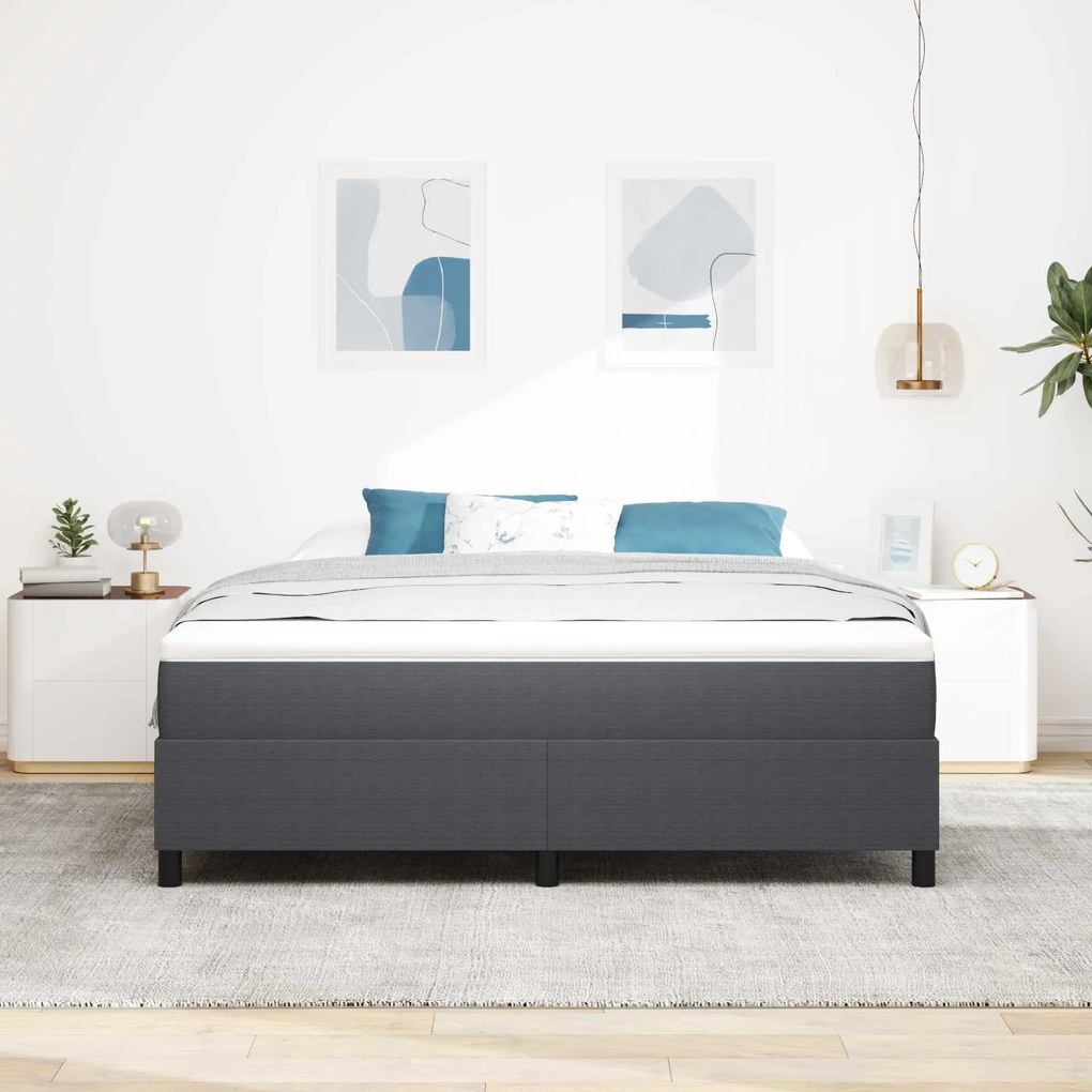 Rám platformy Tmavě šedá 180 x 200 cm Žebrovaná látka 3337423