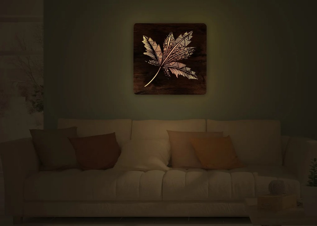 Li-Go "List javoru" světelný obraz 230V 62x62 cm provedení povrchu: bříza