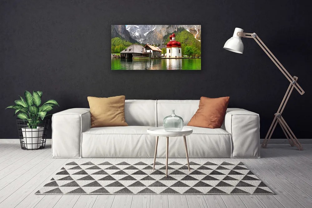 Obraz na plátně Hora Strom Dům Krajina 120x60 cm
