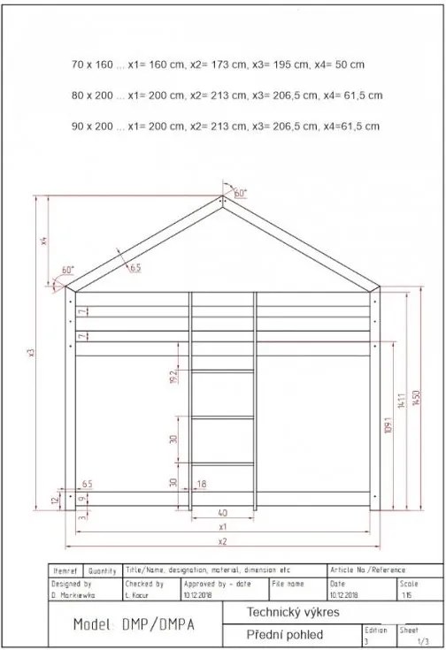 Adeko Patrová postel domeček Mila DMP Velikost postele: 140x70 cm Barva: dekor přírodní dřevo přírodní