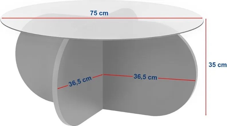 Designový konferenční stolek Jameela 75 cm černý / kouřový