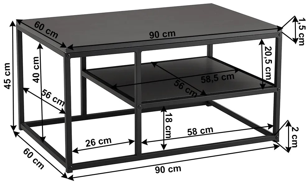 Kondela Konferenční stolek, grafitová / černá, BARMIO