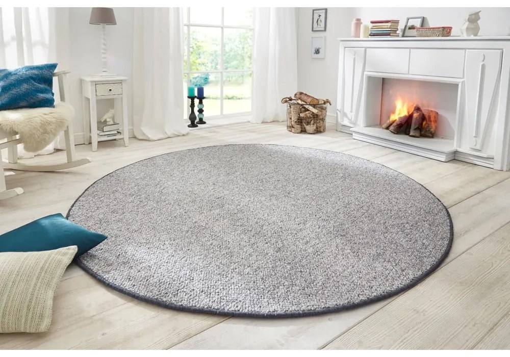 Šedý kulatý koberec ø 200 cm Wolly – BT Carpet