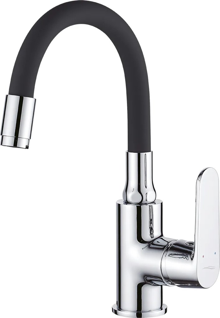 Kuchinox Dima, umyvadlová baterie s flexibilním výtokem h-280, černá-chromová, LAV-BQD_021B