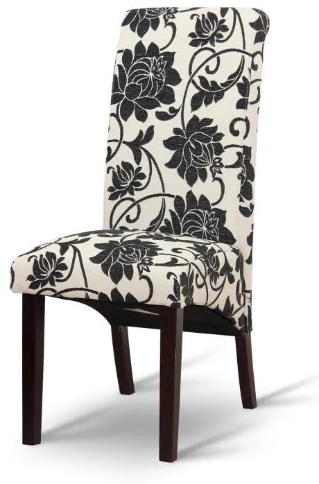 Jídelní židle v luxusním provedení bílé látky a dekoru tmavého ořechu TK2058