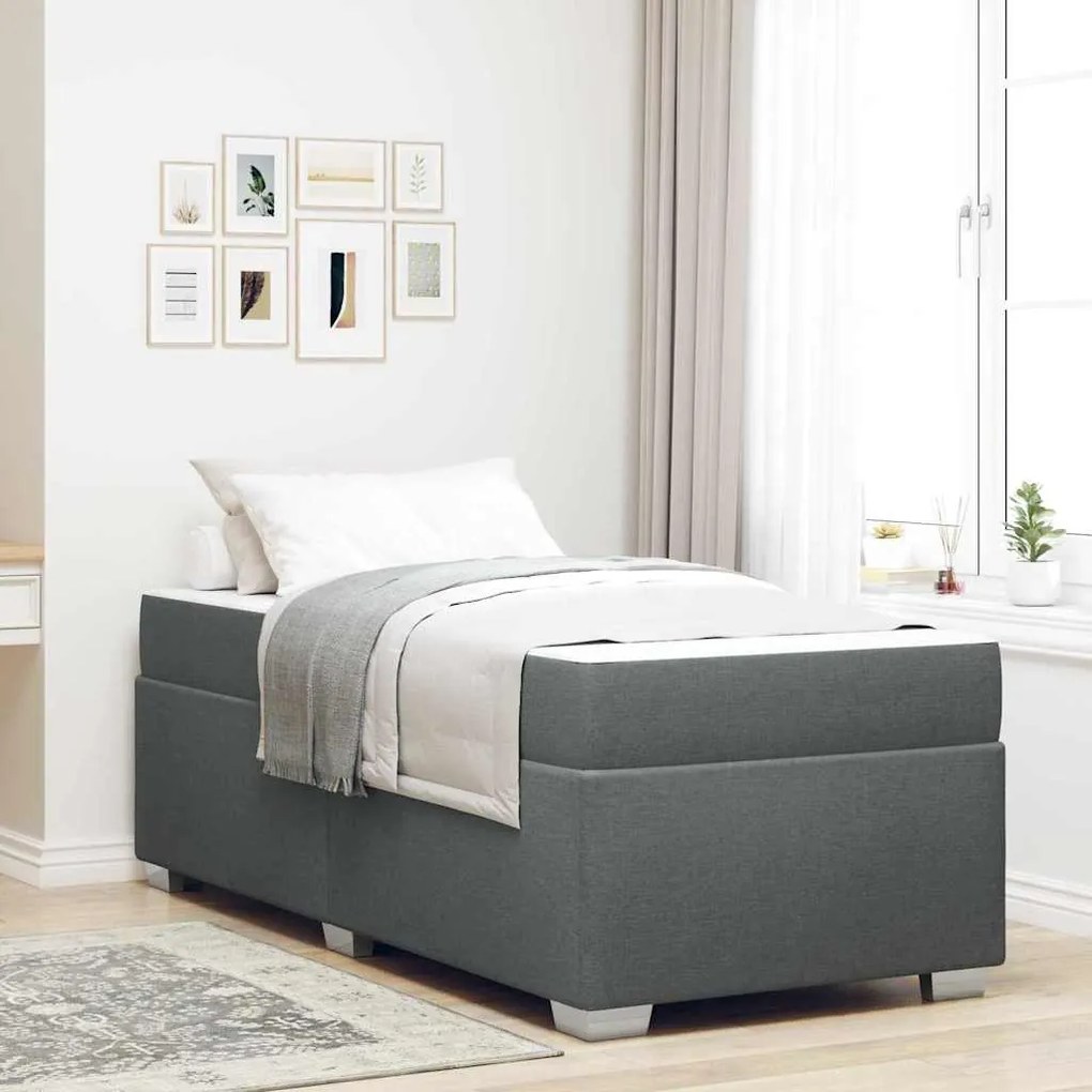 Rám postele s matrací Tmavě šedá 100 x 200 cm textil 3399167