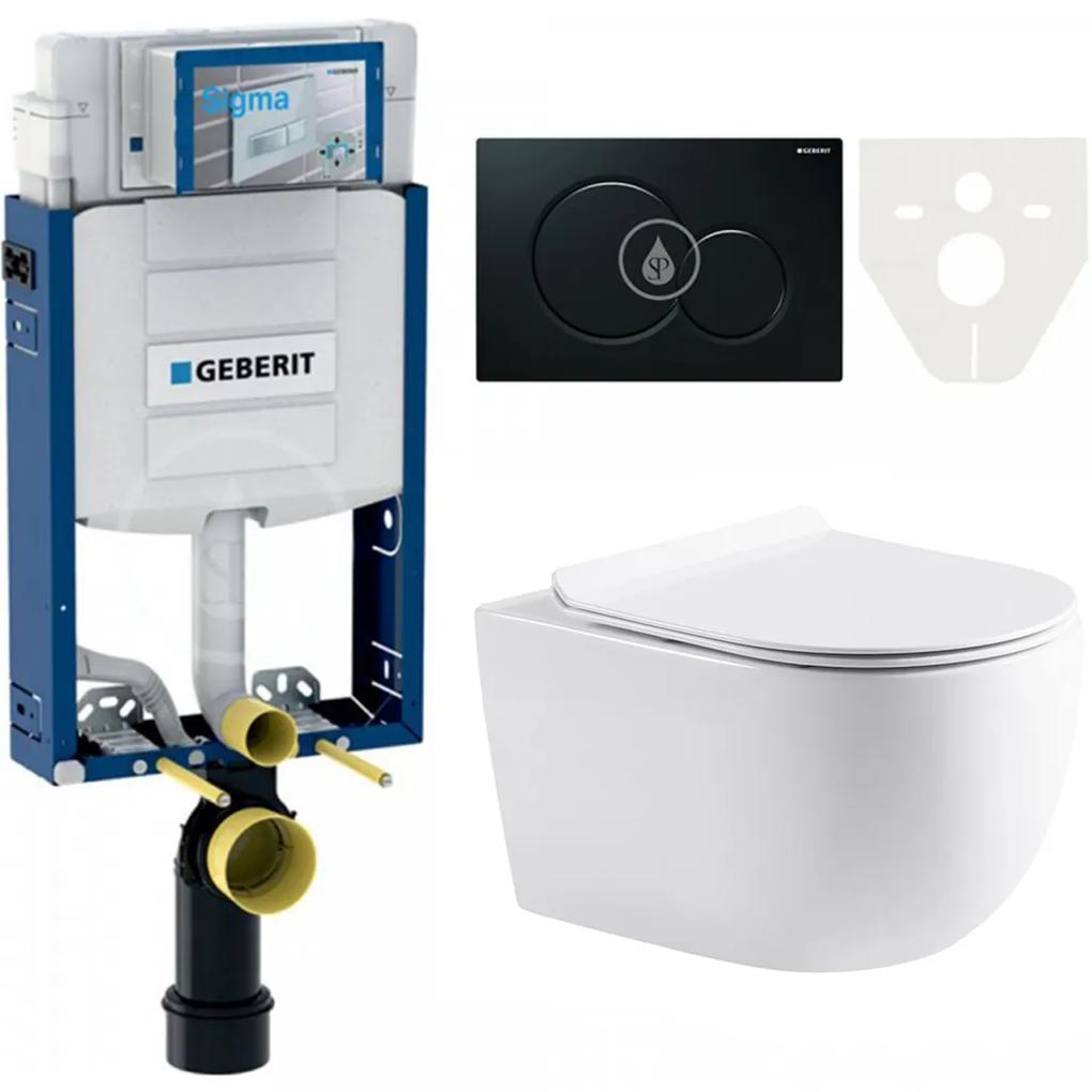 AKCE/SET/LIVERO Geberit - Modul pro závěsné WC s tlačítkem + CERANO - WC mísa rimless Felci + UF slim sedátko - bílá lesklá + Geberit - Ovládací tlač…