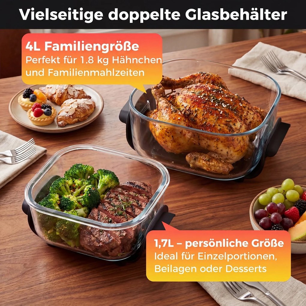 Costway Přenosná vzduchová fritéza 6-in-1 Fritování a pečení vzduchem 4 L a 1,7