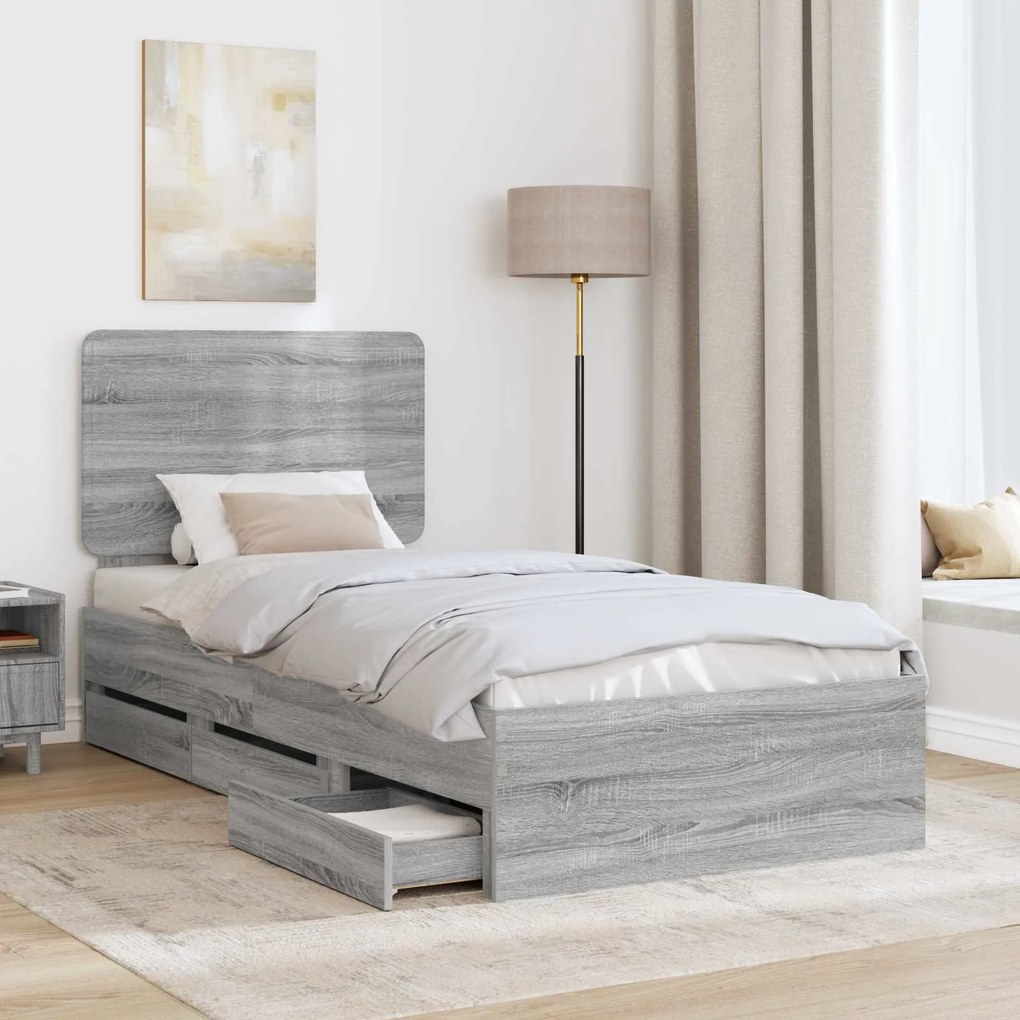 Rám postele s čelo Šedá Sonoma 75 x 190 cm Inženýrské dřevo 3412649