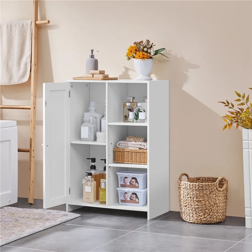 Koupelnová skříňka Yaheetech – bílá, 56 cm (délka) × 30 cm (šířka) × 81 cm (výška), nové provedení (267536631628)