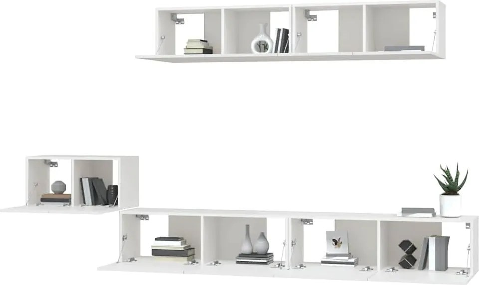 5dílný set TV skříněk bílý kompozitní dřevo 3114430