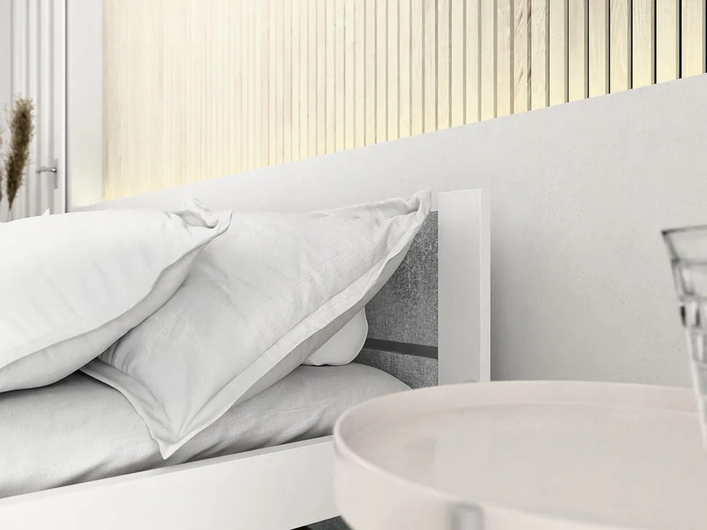 Postel IKAROS DOUBLE 140 x 200 cm, beton/bílá Matrace: Matrace Coco Maxi 20 cm, Rošt: Bez roštu