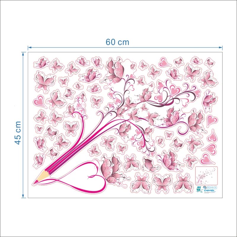 Živá Zeď Samolepka na zeď Pastelka s motýlky