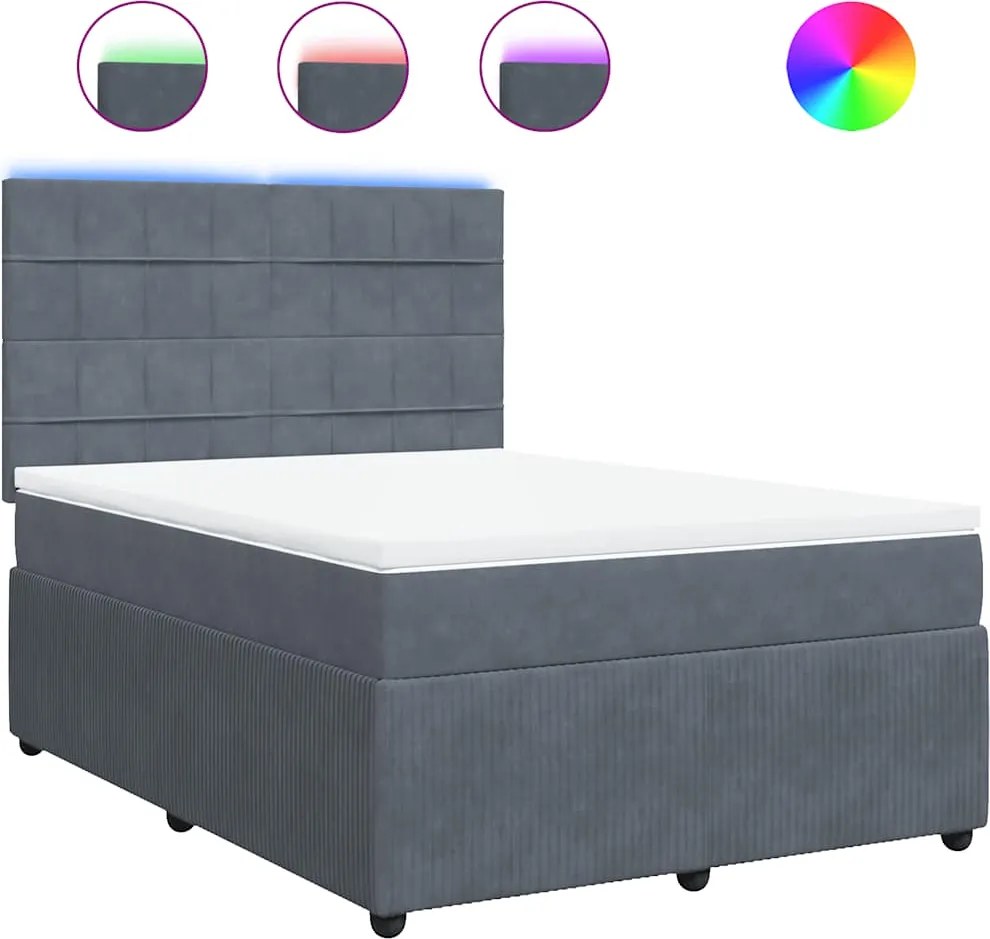 Box spring postel s matrací tmavě šedá 160x200 cm samet 3294683