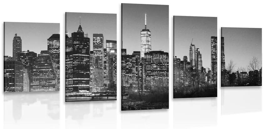 5-dílný obraz centrum New Yorku v černobílém provedení Varianta: 200x100