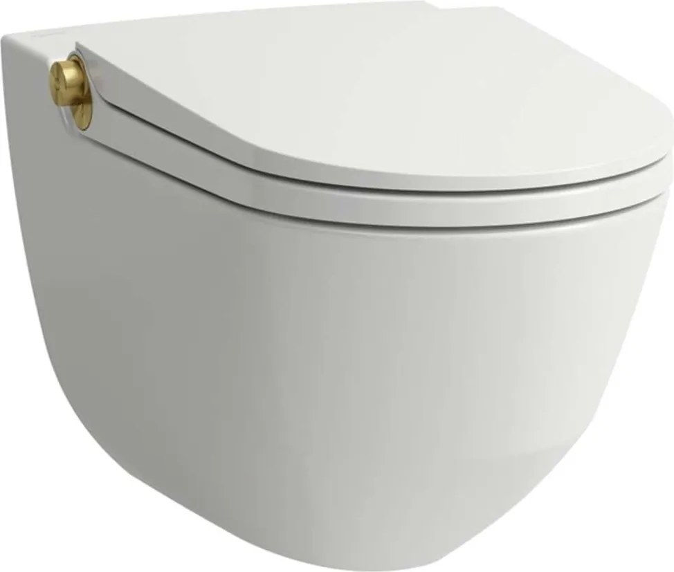 Laufen Cleanet Riva - Elektronický bidet s keramikou, závěsný, Rimless, SoftClose, LCC, bílá/leštěné zlato H8206914010001