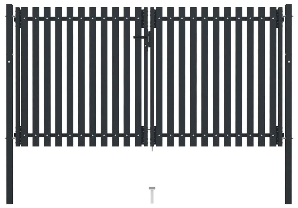 vidaXL Dvojitá plotová branka ocelová 306 x 200 cm antracitová