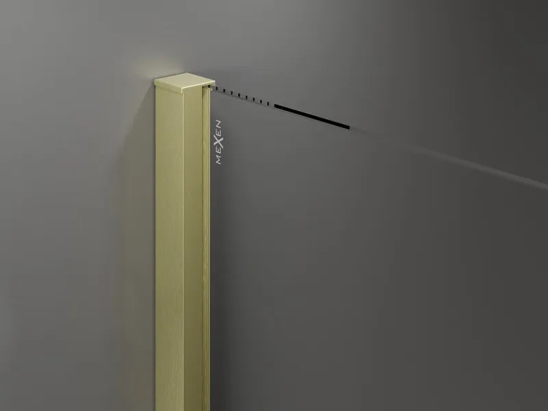 Mexen Velar posuvné sprchové dveře 140 cm, transparentní, kartáčované zlaté - 871-140-000-01-55