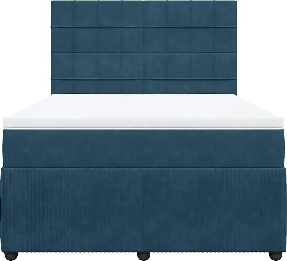 Box spring postel s matrací modrá 140 x 200 cm samet 3294662
