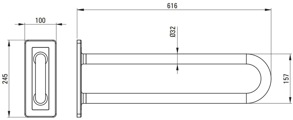 Deante příslušenství, pevný držák na zeď 616x157 mm, chromová, DEA-NIL_041S