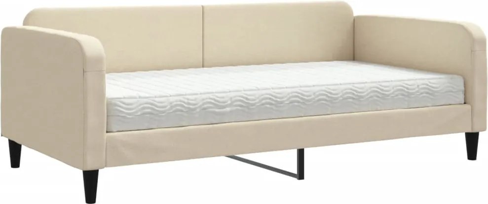 Válenda s matrací krémová 100 x 200 cm textil 3196807