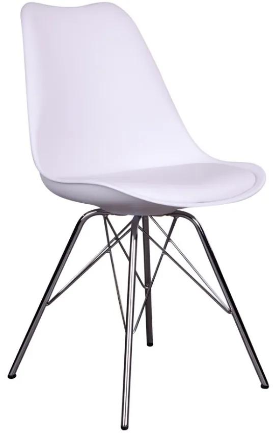 Jídelní židle Nordic Living Marcus, chromovaná podnož, bílá