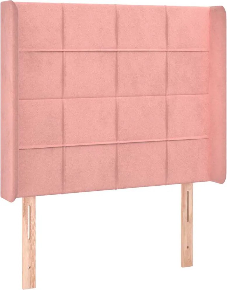 Čelo postele typu ušák růžové 93x16x118/128 cm samet 3119621