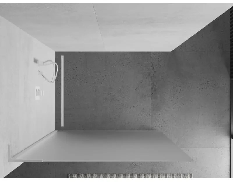Mexen Kioto L, sprchová zástěna Walk-In 100 x 200 cm, 8mm sklo námraza, bílý profil, 800-100-103-20-30