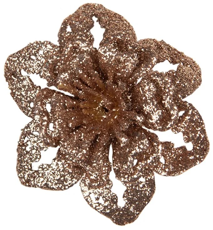 Umělá květina / dekorace magnolie bronzová – 6x2 cm