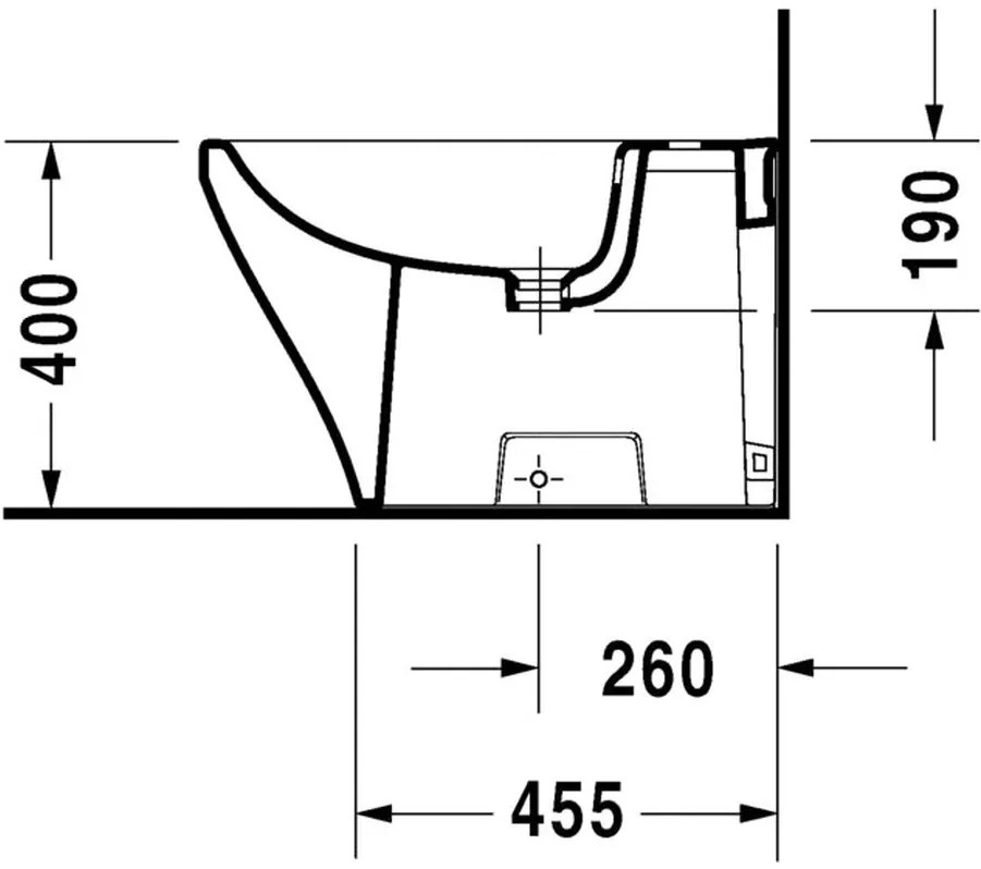 Duravit DuraStyle - Stojící bidet, 1 otvor pro armaturu propíchnutý, 37x63 cm, bílý 2283100000