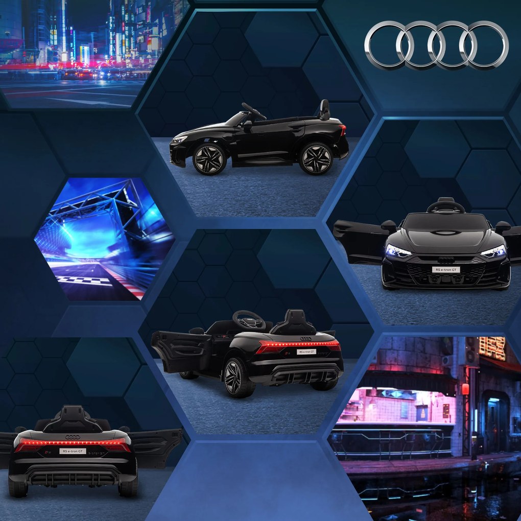 HOMCOM Dětské elektrické autíčko AUDI RS e-tron GT s dálkovým ovládáním, bezpečnostním pásem, klaksonem, hudbou a světlomety, do 5 km/h, pro děti od …