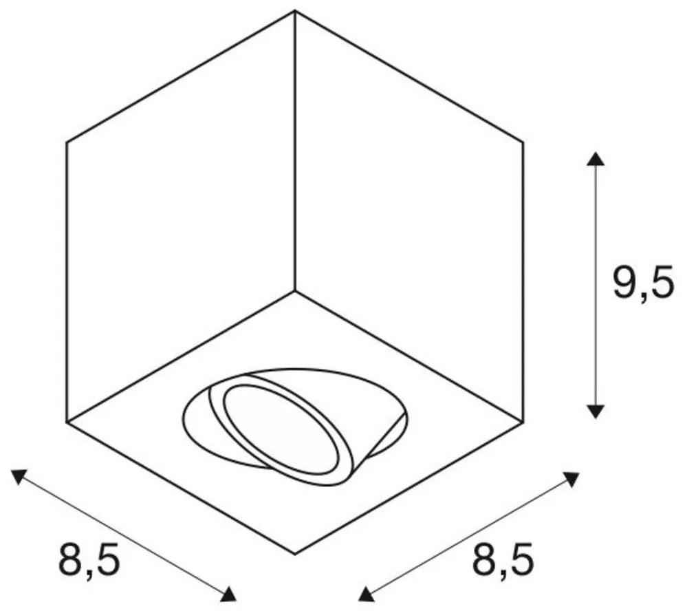 SLV 1002015 Triledo, bílé stropní svítidlo, 1x GU10 max. 10W, rozměr 8,5 x 8,5cm