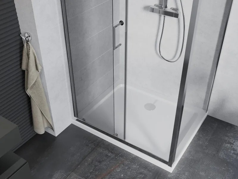 Mexen Apia posuvný sprchový kout 120 x 90 cm, 5mm sklo, chromový profil-čiré sklo + slim sprchová vanička 5cm, 840-120-090-01-00-4010